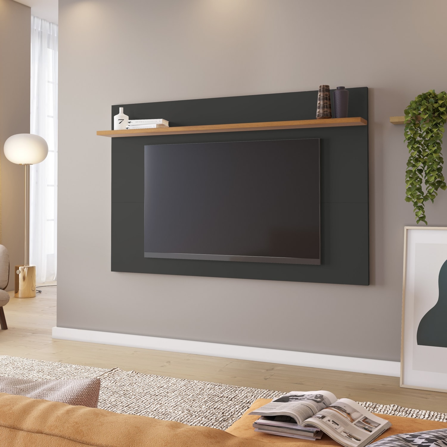 Painel para TV até 60" NT1190 Preto Tx/ Freijó Notável Móveis - Casa ...
