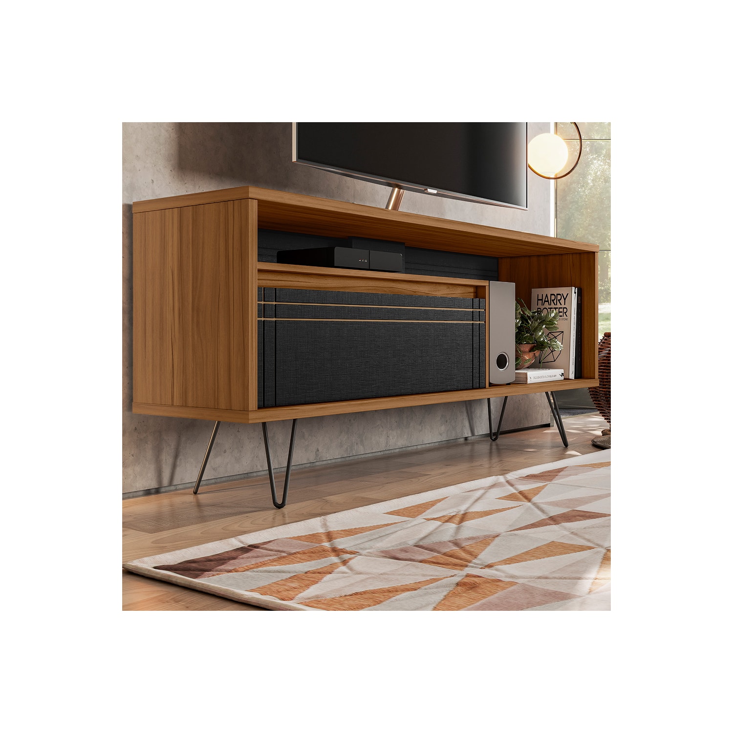 Rack para Sala TV até 60" NT1285 Freijó Trend/Preto tx Notável Móveis ...