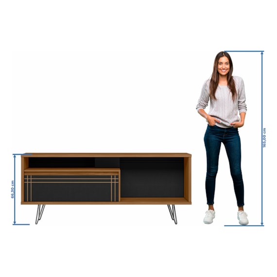 Rack para Sala TV até 60" NT1285 Freijó Trend/Preto tx Notável Móveis ...