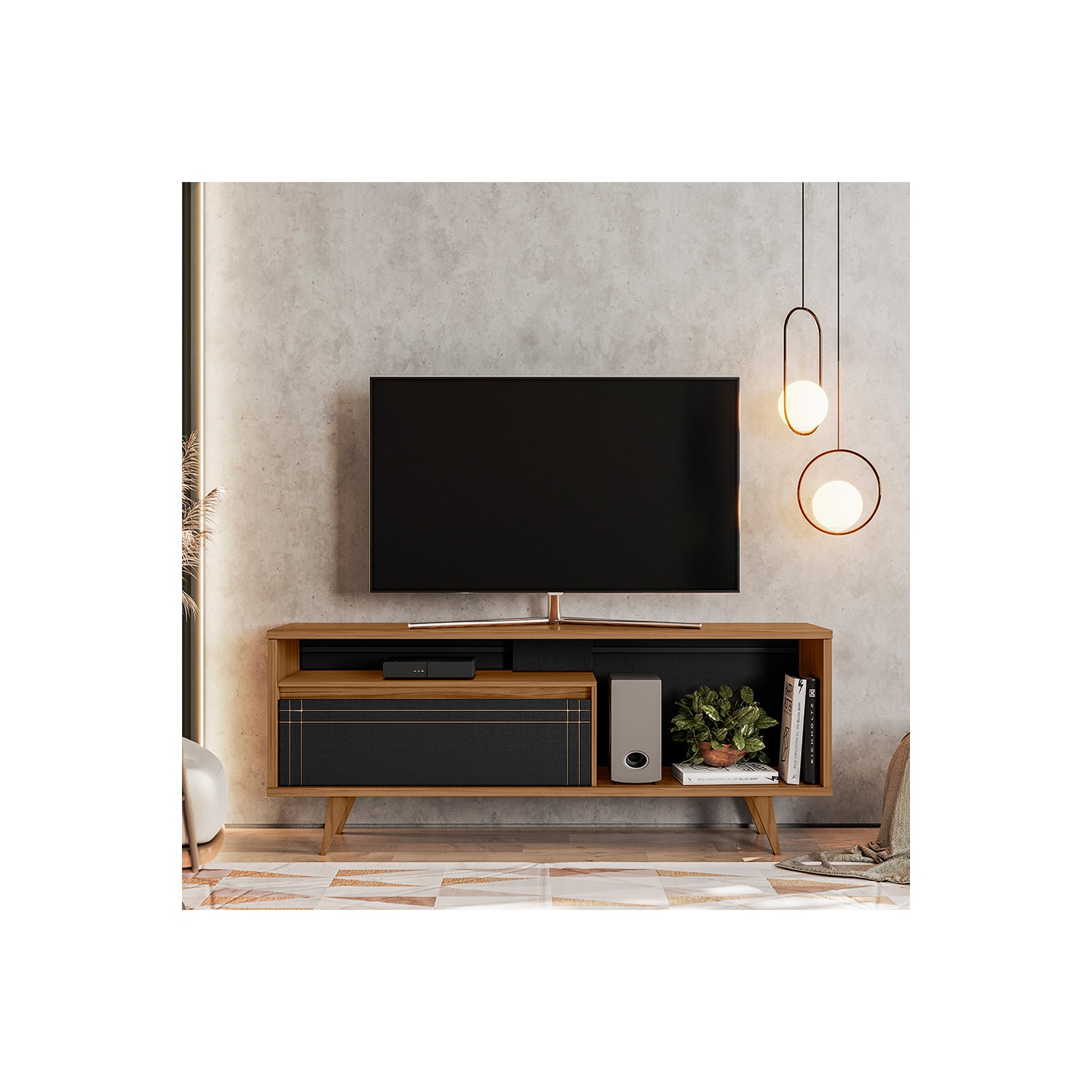 Rack para Sala TV até 60" NT1315 Freijó Trend/Preto tx Notável Móveis ...